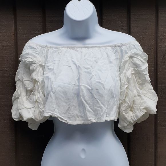 LF | Tops | Lf Call Me Eden Off White Puff Viscose Sleeve Boho Festival ...